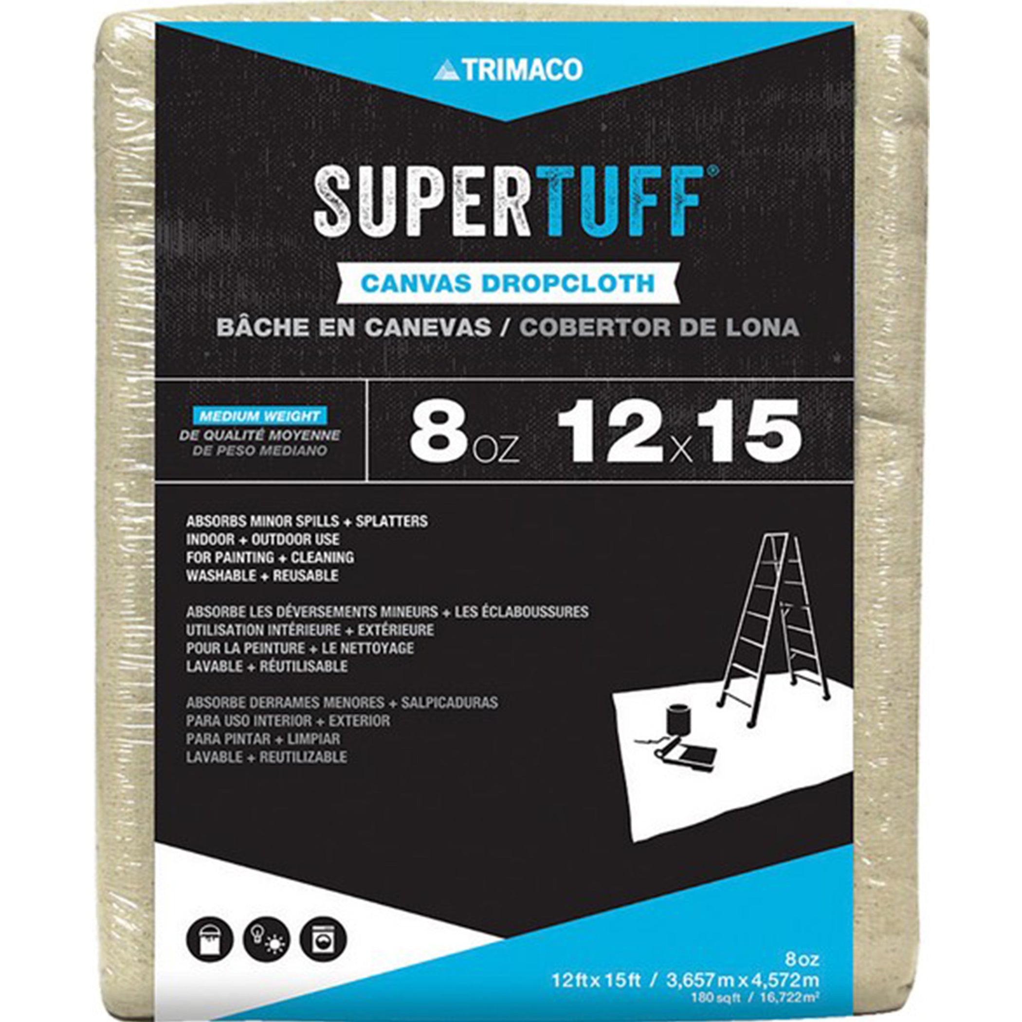 Trimaco 58903 12' x 15' 8 oz. Super Tuff Canvas Drop Cloth — Painters ...