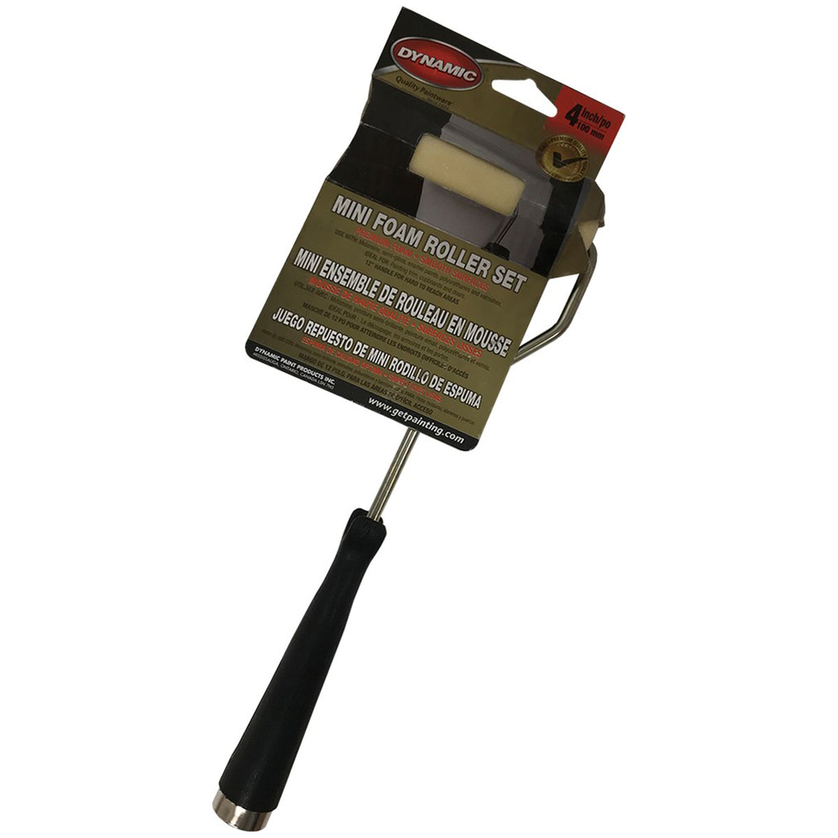 Dynamic 05304 4" (100mm) Foam Mini Roller w/ 12" Handle — Painters ...