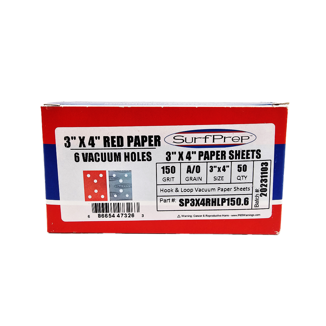 Surfprep 3" x 4" Red RIPTIDE Paper Sheets 50 PACK (Hook & Loop ...