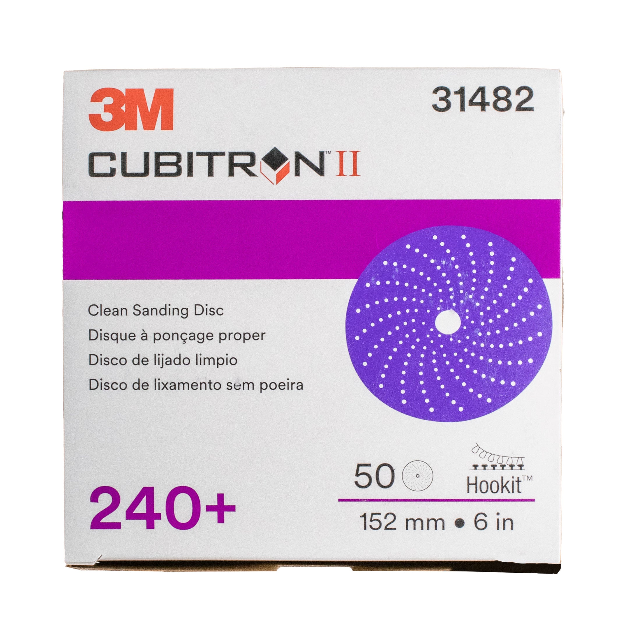3M 31482 Cubitron II Hookit Clean 6in Sanding Abrasive Disc, 240+ grad ...
