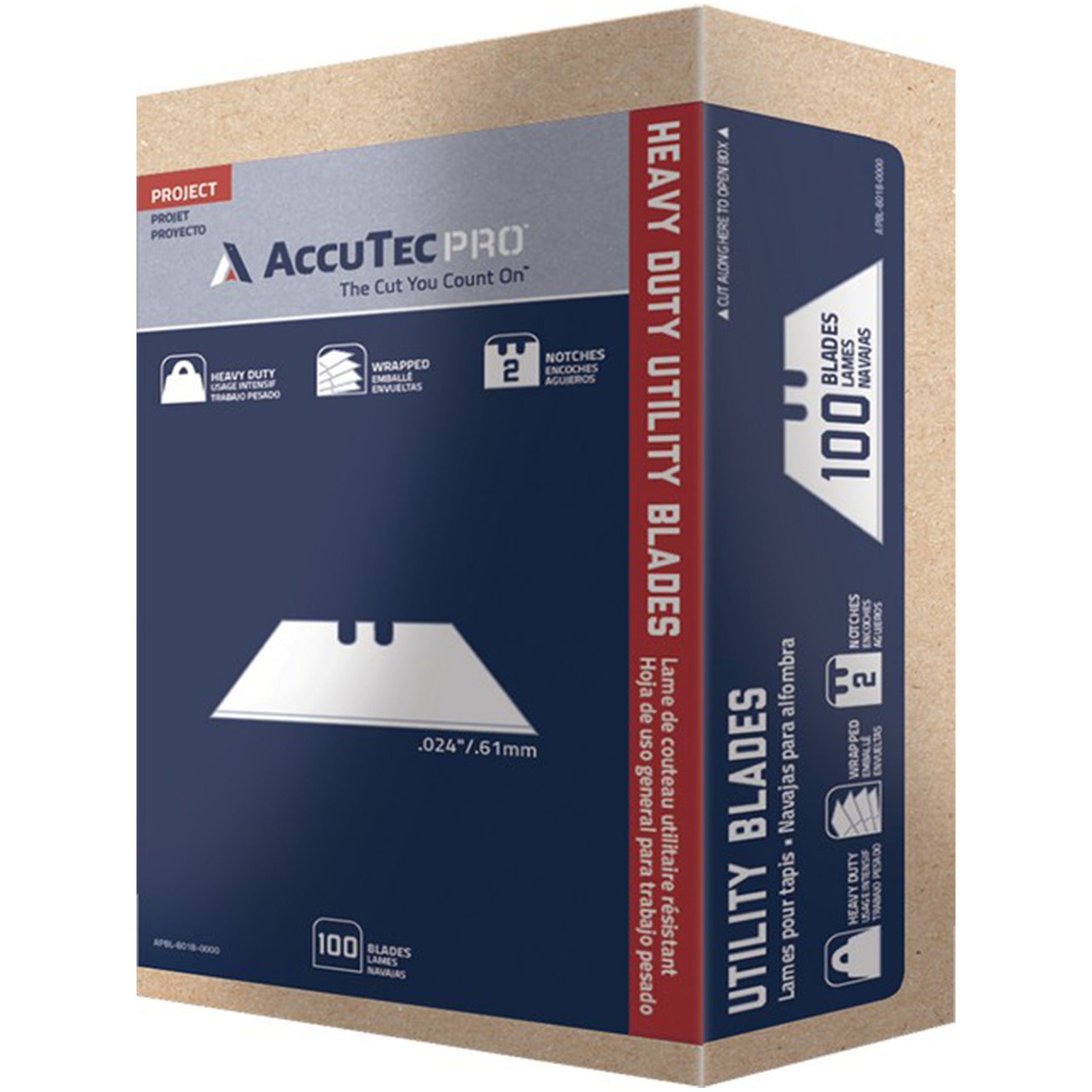 AccuTec APBL-8018 .024 PRO Heavy Duty 2-Notch Utility Blade(100pk ...