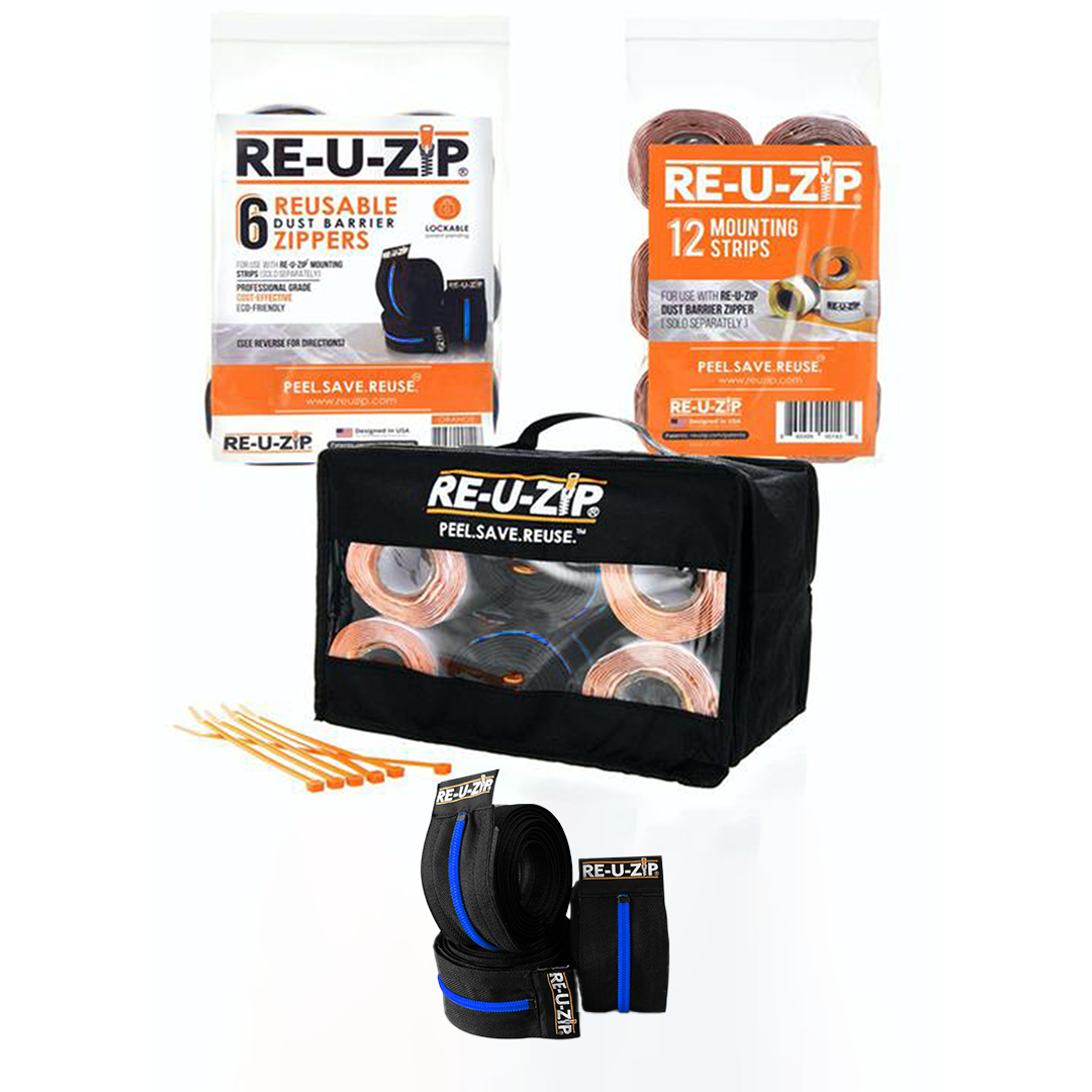 RE-U-ZIP Zipper Pro Bundle | 6 Zippers + 12 Mounting Strips + Carry Ca ...