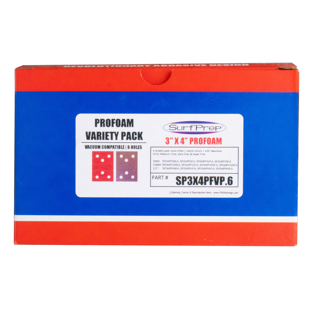 SurfPrep SP3X4PFVP.6 ProFoam 3″ X 4″ Variety Pack 6 Hole | 5mm, 1/2 ...