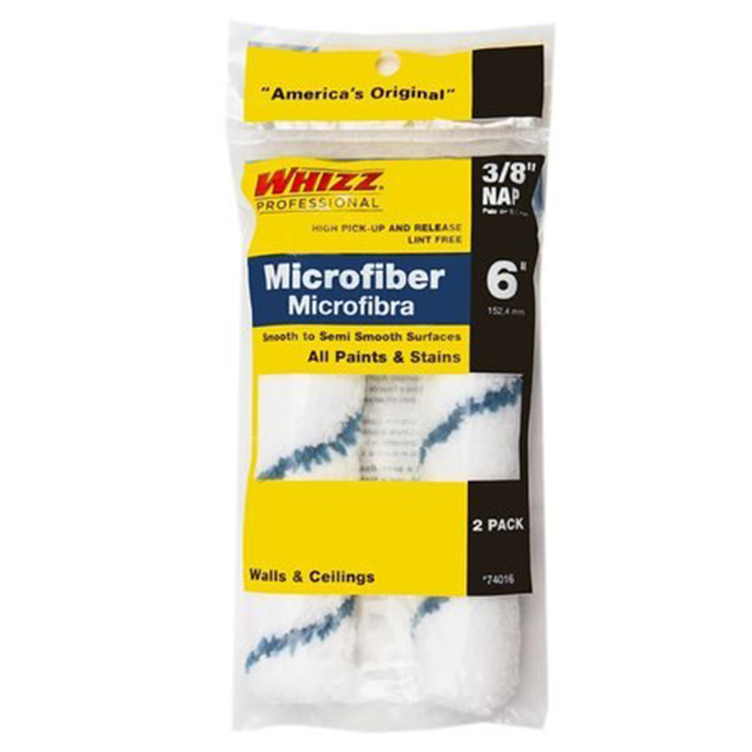 Whizz 74016 6" Xtrasorb Microfiber Blue Stripe 3/8" Nap Mini Roller 2P ...