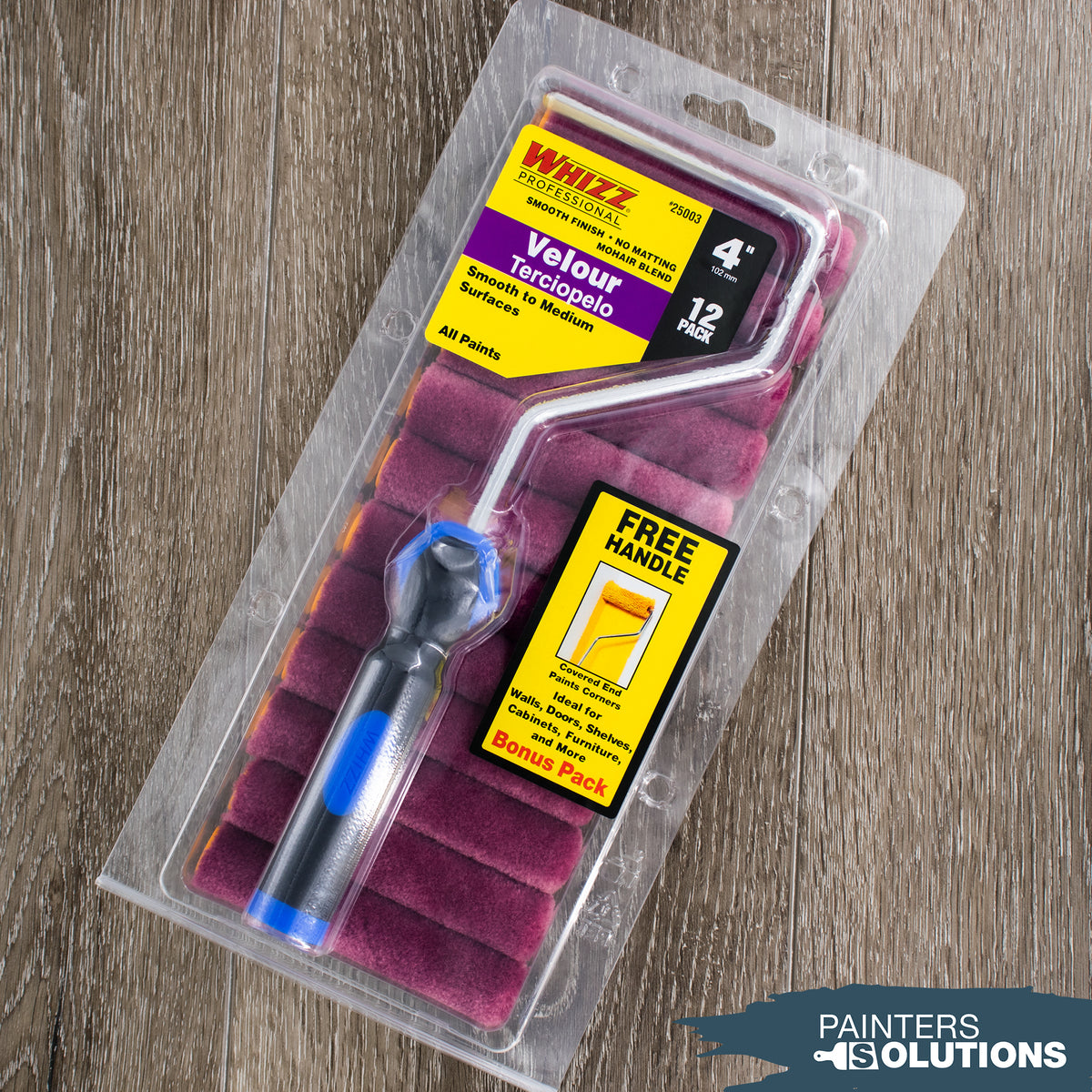 Whizz 25003 4" Velour Mini Roller (12 Pack with Free Frame) — Painters ...